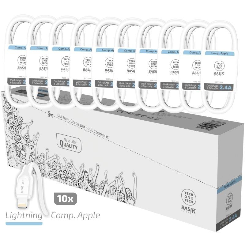 Pack 10 Cables Lightning Tech One Tech Basik TEC2952/ USB Macho ...
